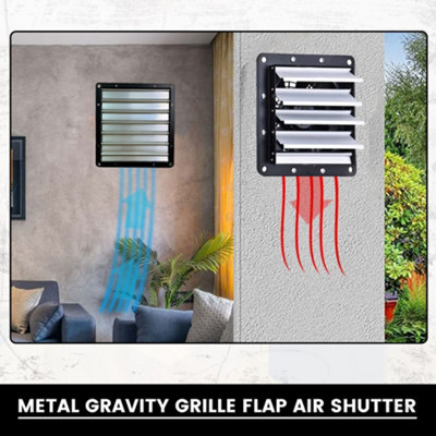Powerstar Electricals Metal Louvre Shutter Gravity Flap Grille Air Vent ...