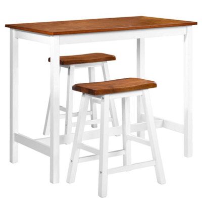 Practical Bar Table and Stool Set 3 Pieces Solid Wood