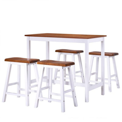 Practical Bar Table and Stool Set 5 Pieces Solid Wood