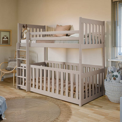 Practical Cashmere Wooden Bunk Bed Cris with Cot Bed W98cm - Safe Dual ...