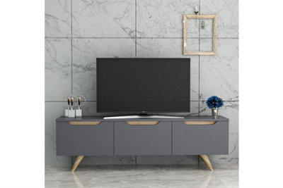 Prague TV Unit StandBench - Walnut & Anthracite | DIY at B&Q