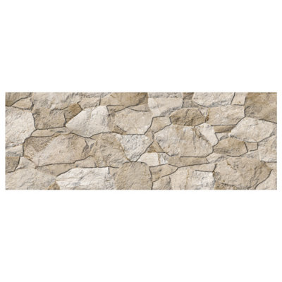 Prairie Beige Split Faced Stone Effect Porcelain Tile Pack of 4 Tiles 1.14m² (L)890mm (W)320mm