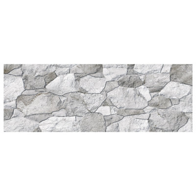 Prairie Grey Split Faced Stone Effect Porcelain Tile Pack of 40 Tiles ...