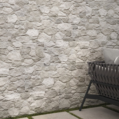 Prairie Sand Split Faced Stone Effect Porcelain Tile Pack of 40 Tiles ...