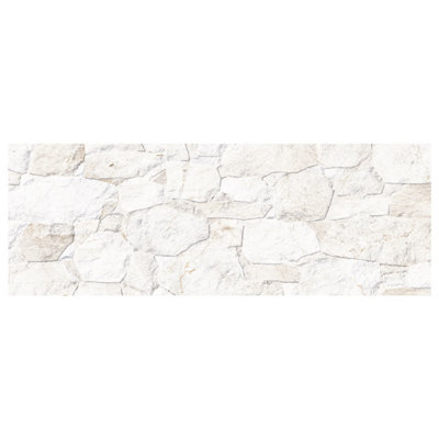 Prairie White Split Faced Stone Effect Porcelain Tile Pack of 4 Tiles 1.14m² (L)890mm (W)320mm