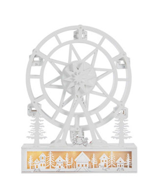Pre-Lit Animated Wooden Ferris Wheel, 20 cm, Rotating Wheel, 3 Warm ...