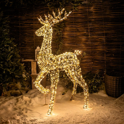 Pre-Lit Christmas Gold Laser Lit Stag 150cm with 960 Warm White LED ...