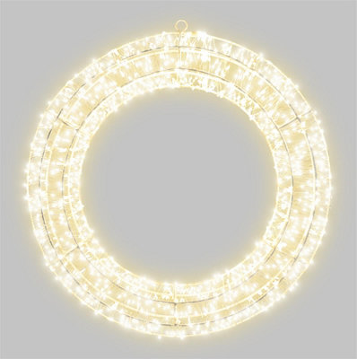 Pre Lit LED Wreath - Warm White LEDs, 5m Cable, Timer Function - Indoor ...