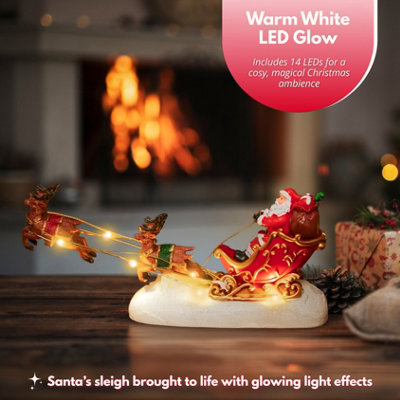Pre-Lit Santa & Sleigh LED Ornament