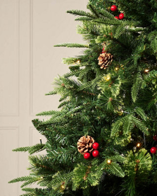 Pre Lit Victorian Christmas Tree with Berries Pinecones and Warm White ...