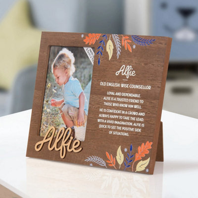 Pre-personalised Picture Frame with Child's Name and Meaning - Alfie ...