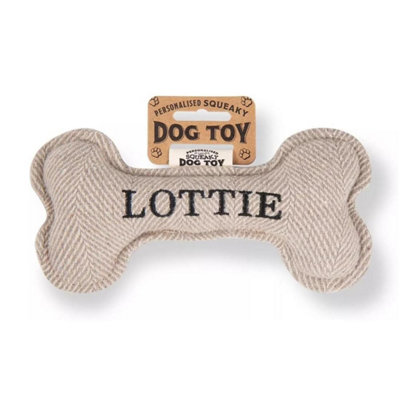 Pre Personalised Squeaky Bone Dog Toy Lottie