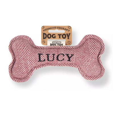 Pre Personalised Squeaky Bone Dog Toy Lucy
