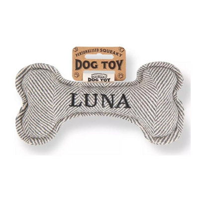 Pre Personalised Squeaky Bone Dog Toy Luna