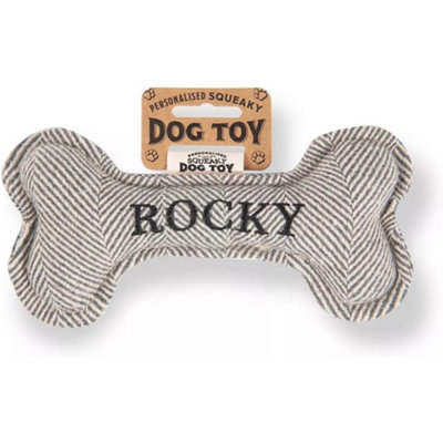 Pre Personalised Squeaky Bone Dog Toy Rocky
