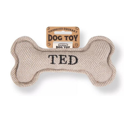 Pre Personalised Squeaky Bone Dog Toy Ted