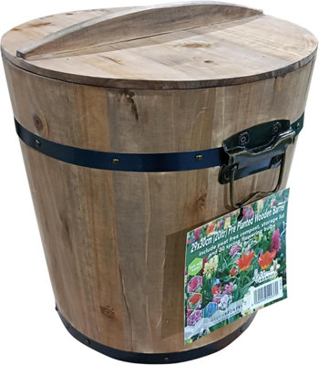 Pre-Planted Wooden Barrel Planter-30 Red & Yellow Spring Flowering ...