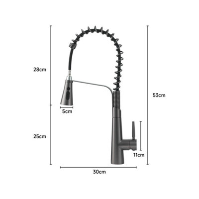 Pre-rinse Pull Down Kitchen Tap Stainless Steel and Brass Kitchen ...