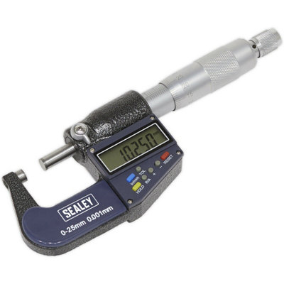 Precision Digital External Micrometer with LCD Display - 0mm to 25mm Range