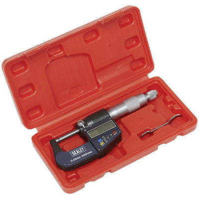 Precision Digital External Micrometer with LCD Display - 0mm to 25mm Range