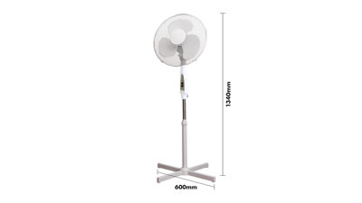 Prem-I-Air 16 Inch White Oscillating Pedestal Fan with 3 Speed Settings ...