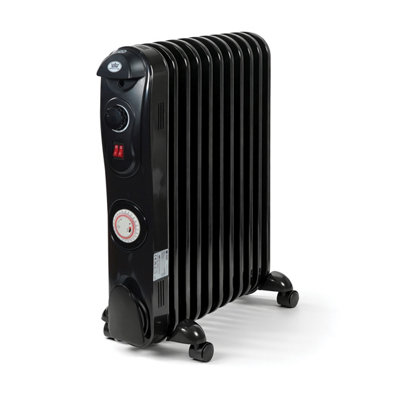 Prem-I-Air 2.5 kW 11 Fin Oil Filled Radiator with 24 Hour Timer Black