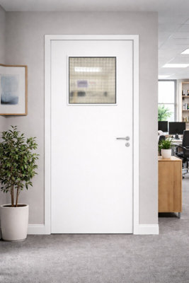 Premdor FD30 Fire shield Internal Fire Door Ft Plywood Wired Glass ...