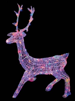 Premier 1.4m Soft Acrylic Stag with 300 Multi-Coloured Multi Action ...