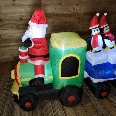 Premier 2.1M Santa Christmas Train Outdoor Indoor Inflatable With ...