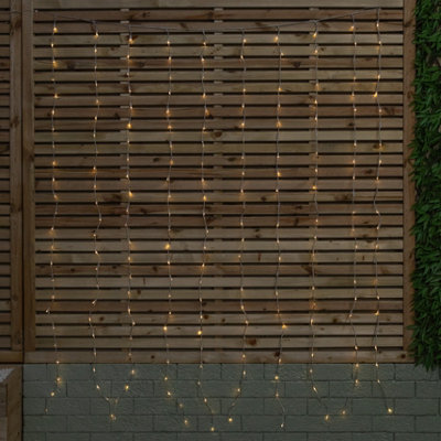 Premier 240 LED 1.5m x 2m Tall Cascading Waterfall Curtain Light Warm White