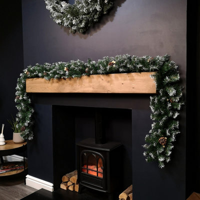 Premier 270cm (9ft) Christmas Garland Decoration Snow Tips White ...