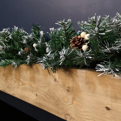 Premier 270cm (9ft) Christmas Garland Decoration Snow Tips White ...