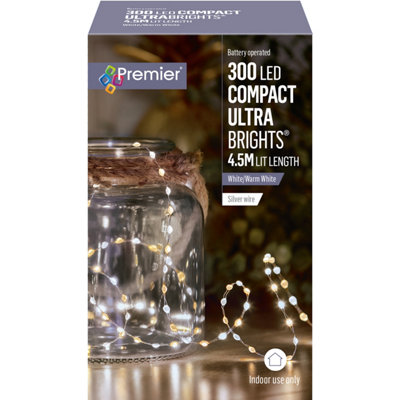 Premier 300 LED Battery Powered Compact Ultra Brights White/Warm White 4.5m