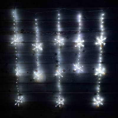 Premier 390 LED 1.2m x 1.3m Static Snowflake LED Curtain Christmas ...