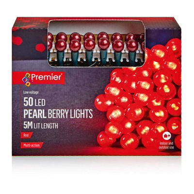 Premier - 50 LED Multi Action Pearl Berry Lights, 5m | DIY at B&Q