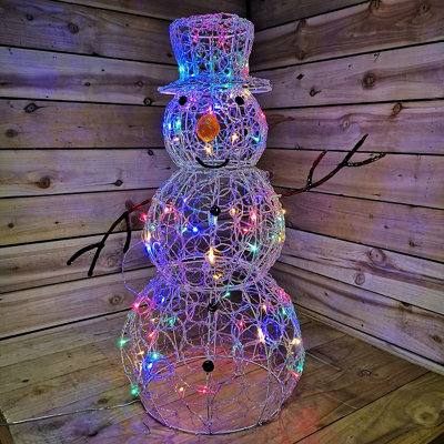 Premier 90cm Lit Soft Acrylic Christmas Snowman With 80 Multi LED