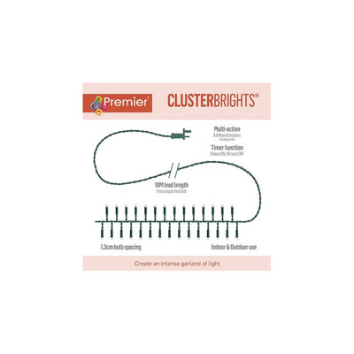 Premier - 960 LED Warm White, Multi-Action Christmas Cluster Lights ...