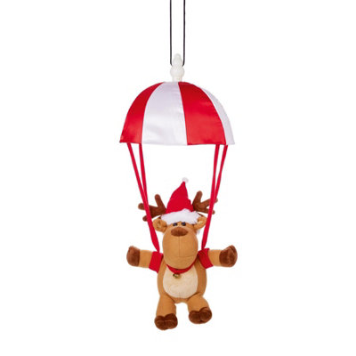 Premier - Battery Operated Musical Kicking Leg Parachute Reindeer, 37cm