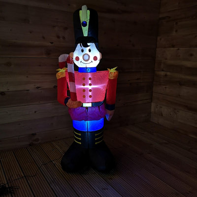 Premier Christmas 1.2M Inflatable Light Up Toy Soldier with Candy Cane