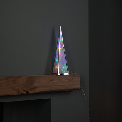 Premier Christmas 45cm Holographic Pyramid with Multi Colour LED Lights