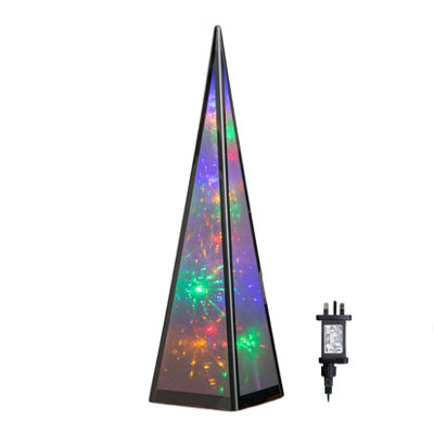 Premier Christmas 45cm Holographic Pyramid with Multi Colour LED Lights