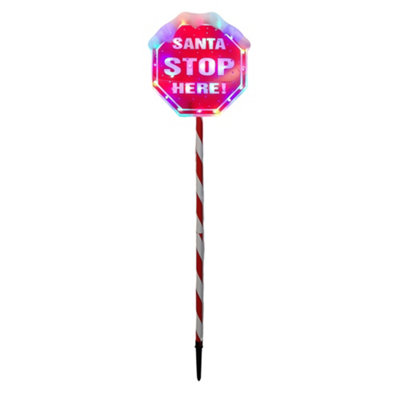 Premier Christmas Light up Santa Stop Here Garden Patio Sign 110cm