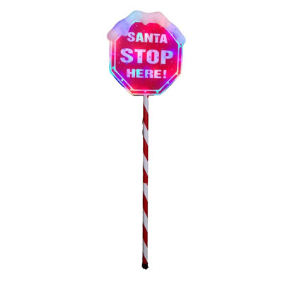 Premier Christmas Light up Santa Stop Here Garden Patio Sign 110cm
