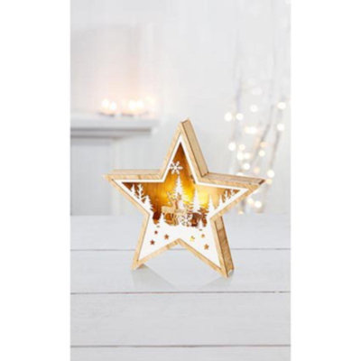 Premier Christmas Wooden Light Up Star Scene