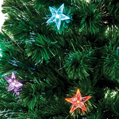 Premier Fibre Optic Star Tree with Multi Coloured LED Lights 1.2M
