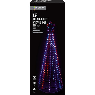 Premier Flexibrights Pyramid Christmas Tree 1.4m Rainbow
