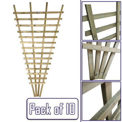 Premier Garden 10x Wooden Fan Trellis Wall/Fence Lattice Wide: 3ft ...