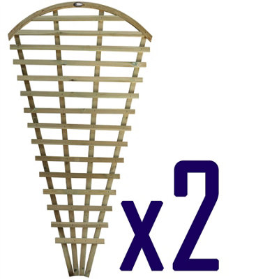 Premier Garden 2x Wooden Fan Trellis Wall Pot Fence Lattice Cone Shape ...