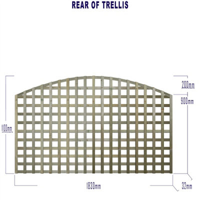 Premier Garden Supplies 9x Width: 6ft x Height: 3ft Arch Top Square ...