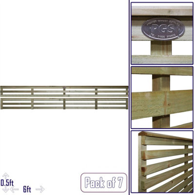 Premier Garden Supplies Vogue Horizontal Slatted (Pack of 7) Width: 6ft ...